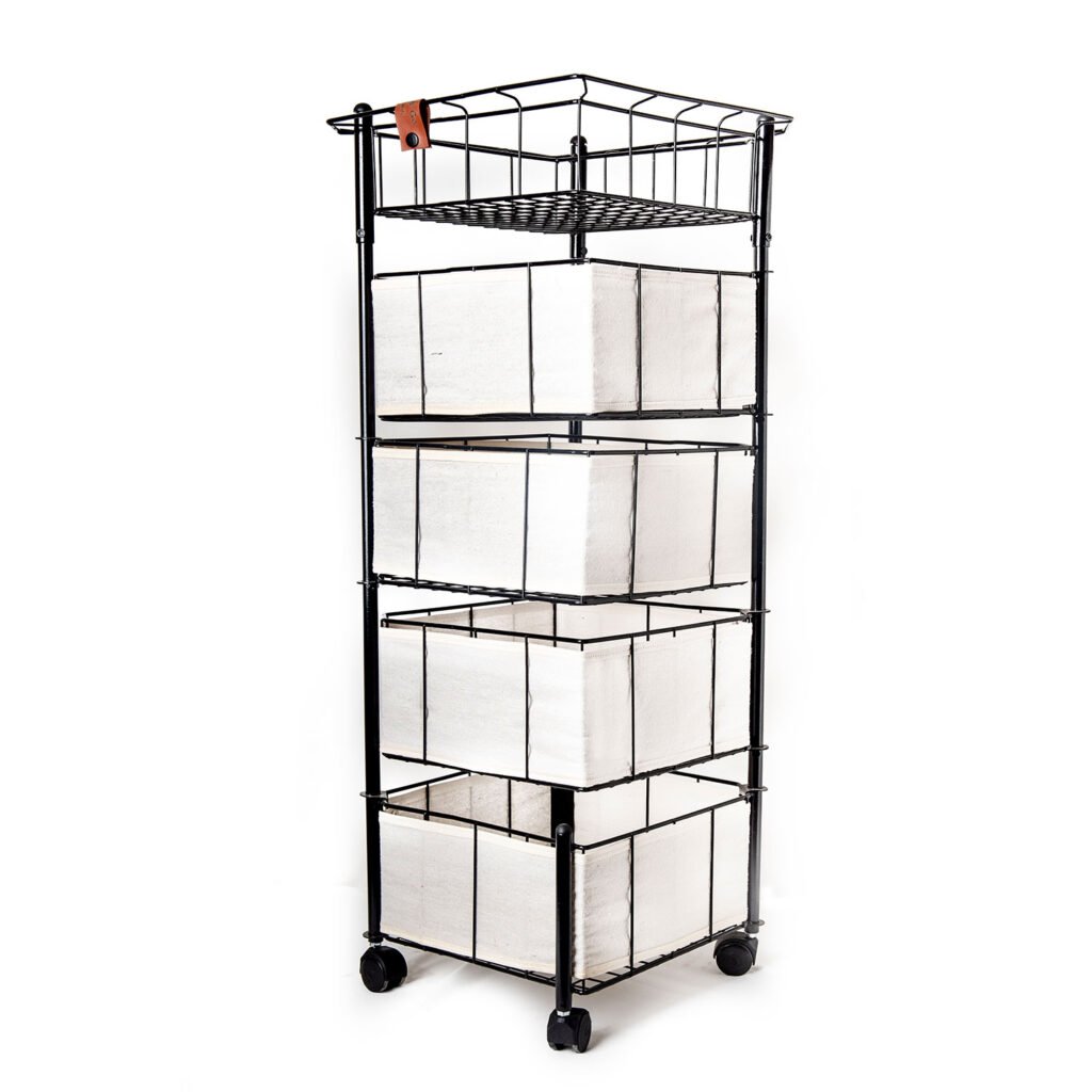 "5-Unit Metal Square Turbo Cart With Wheels - E-kitchen