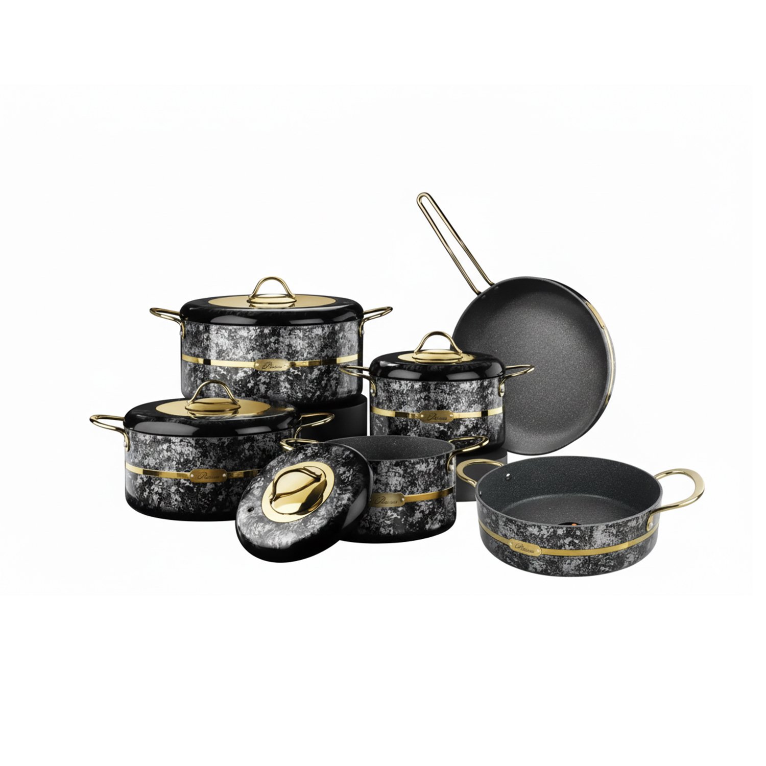 Brioni Royal Stone Granite Cookware Set (10 Pieces) - E-kitchen
